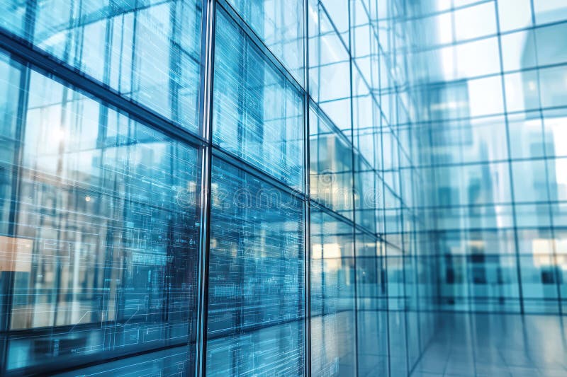 Glass Screen with Faint Digital Patterns, Cool Tones, and Large Blank ...