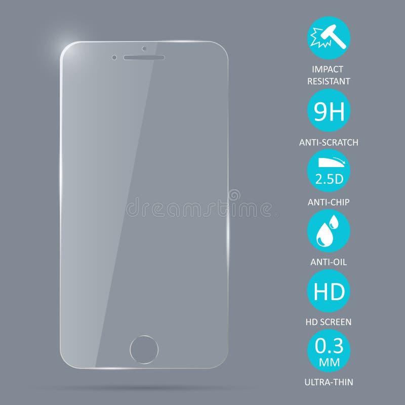 Glass Screen Protector for Smartphone. Stock Vector - Illustration of ...