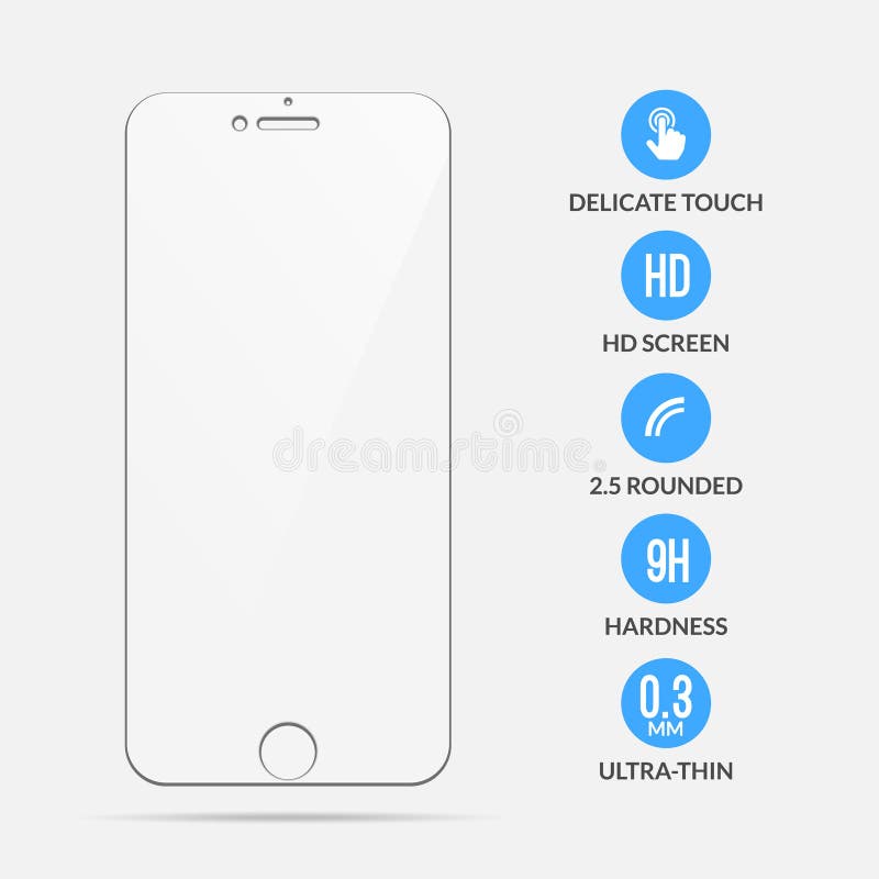 Glass Screen Protector. Vector Screen Protector for Smartphone Stock ...