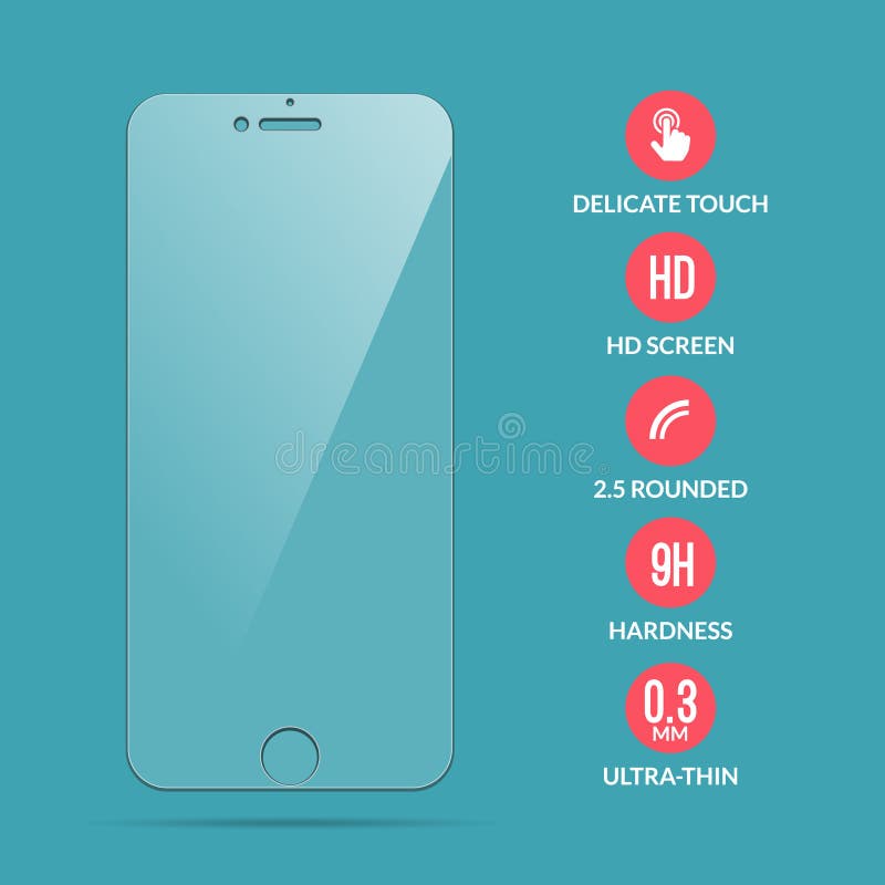 Glass Screen Protector. Vector Screen Protector for Smartphone Stock ...