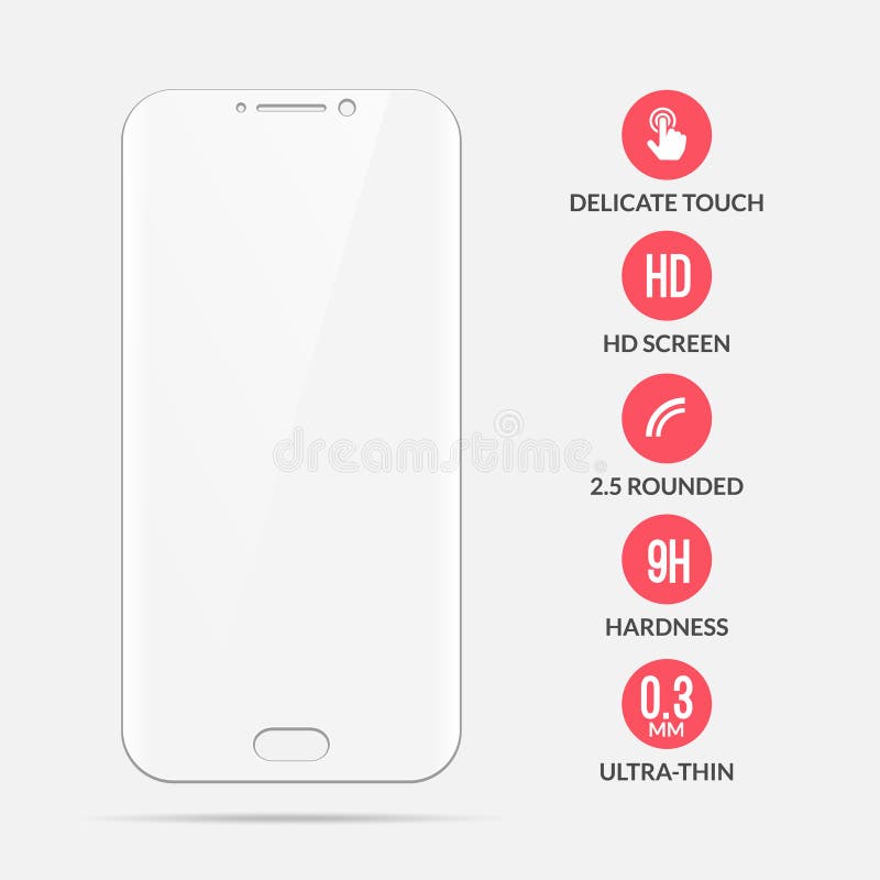 Glass Screen Protector. Vector Screen Protector for Smartphone Stock ...