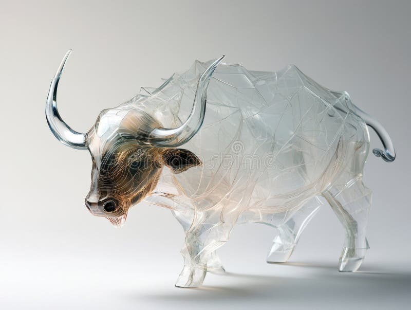 Glass Sculpture of a Bull with a Twisted Horn Stock Photo - Image of ...