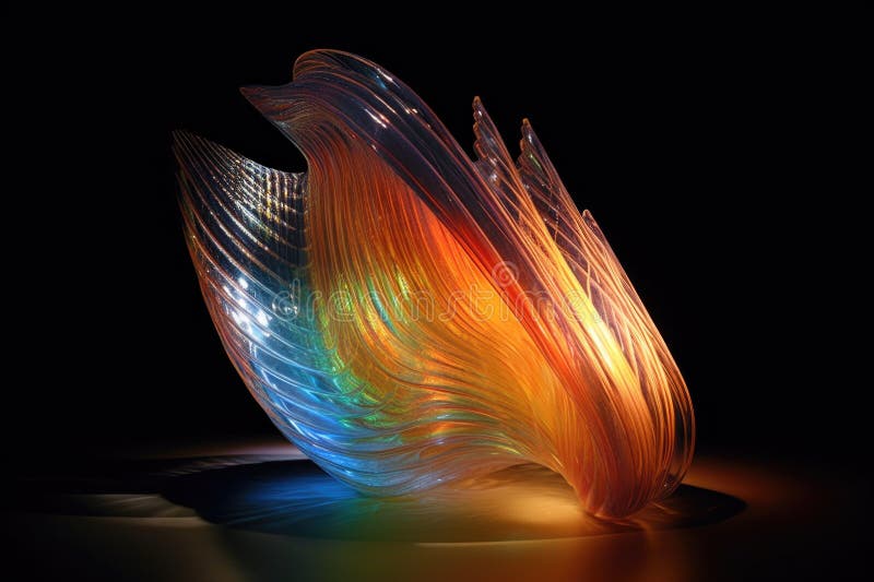 Glass Sculpture with Distorted Light Reflections Stock Illustration ...