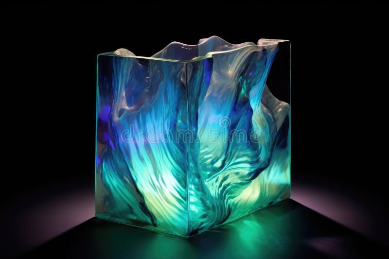 Glass Sculpture with Distorted Light Reflections Stock Illustration ...