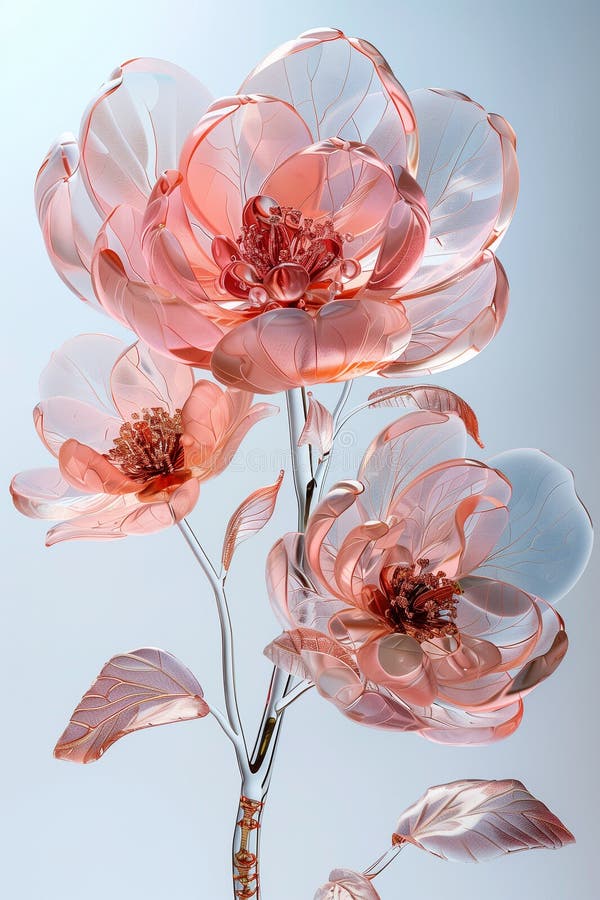 Glass Sculpture of a Pink Flower on a Stem Stock Photo - Image of ...
