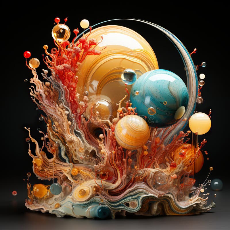 A Glass Sculpture of Planets and Other Objects. Generative AI Image ...