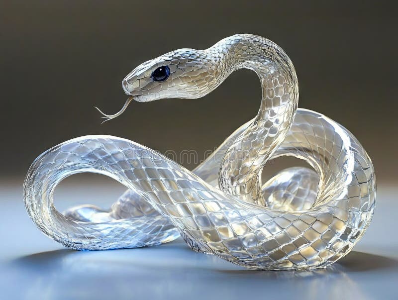 A Glass Sculpture of a Snake on a Table Stock Image - Image of facing ...