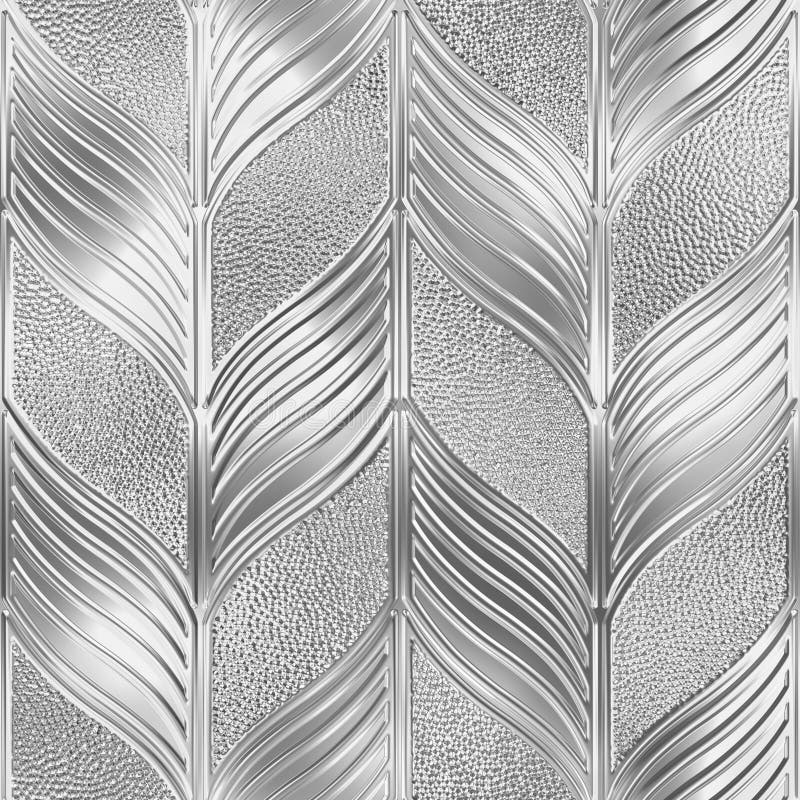 Glass Seamless Texture with Leaves Pattern for Window, 3d Illustration ...