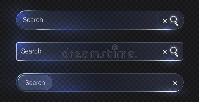 Glass Search Bar. Transparent Plastic Website Ui, Search Internet Box, Browser Engine Text Field ...