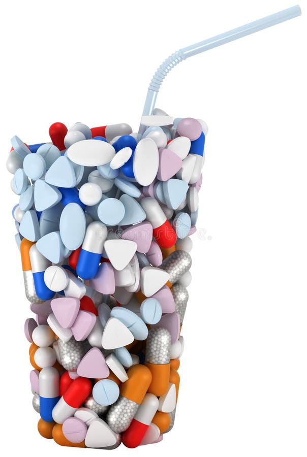 Glass Shape Assembled of Drugs and Pills Stock Illustration ...