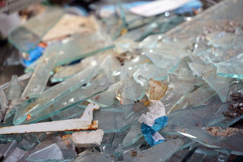 Glass Shards Broken in a Container Stock Image - Image of pile ...