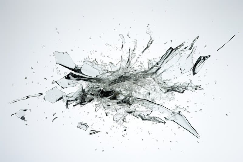 Glass Shattering on White Background. Stock Illustration - Illustration ...