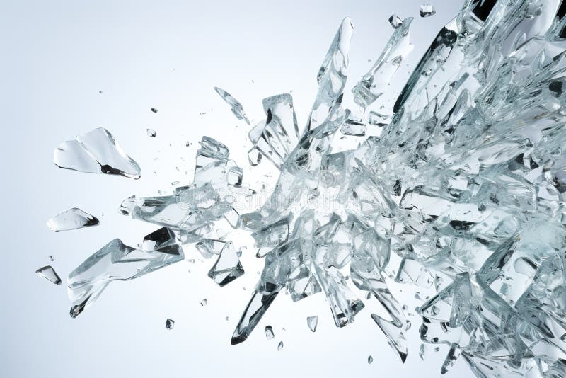Glass Shattering on White Background. Stock Illustration - Illustration ...