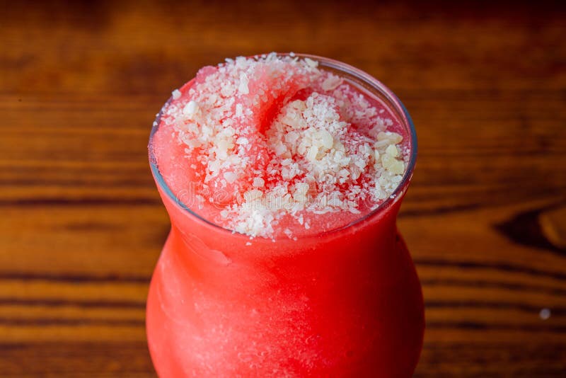 Glass of Shaved Ice Syrup with Raspberries Stock Image - Image of ...