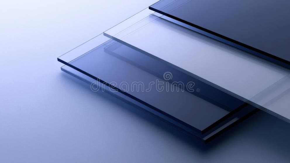 Glass Sheets Stacked Overlapping Creating Modern Abstract Design with ...