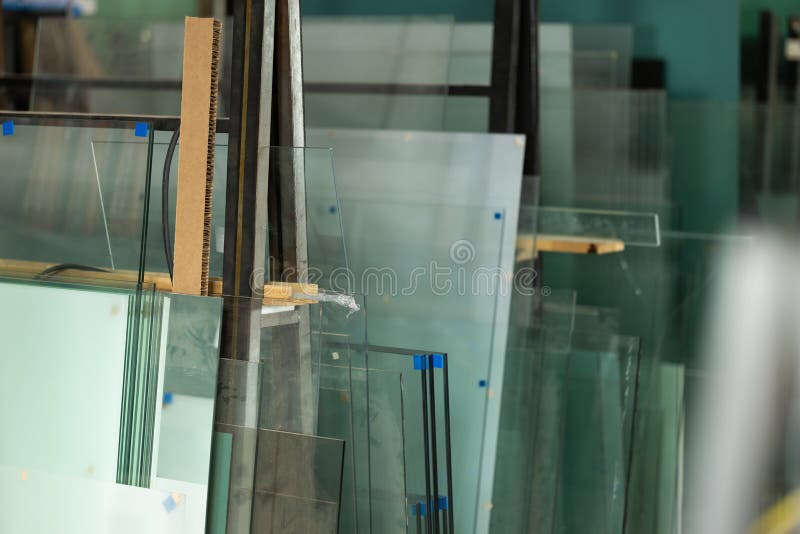 Glass Sheets in Warehouse at Glass Factory Stock Photo - Image of ...