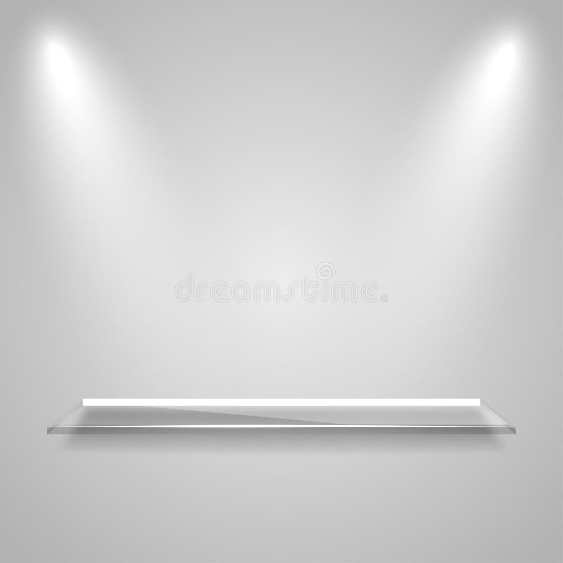 Glass Shelf with a Glowing Light Rays Stock Illustration - Illustration ...