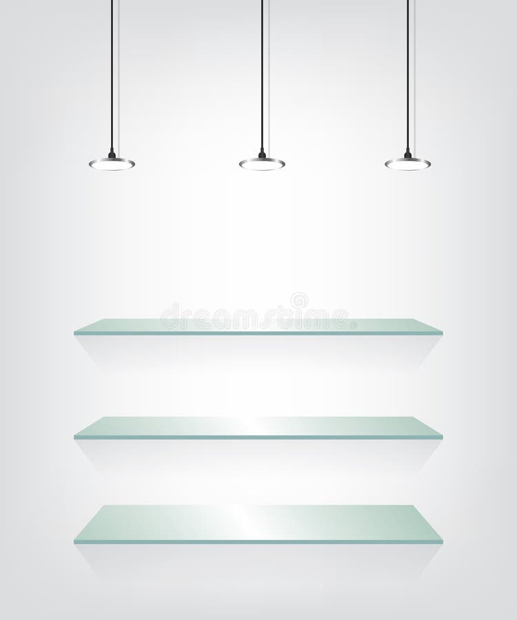 Glass Shelves with Spot Light Stock Vector - Illustration of shelf ...