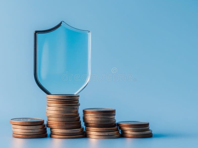 Glass Shield Top Pile Coins is Made Up this a Blue. Stock Photo - Image ...