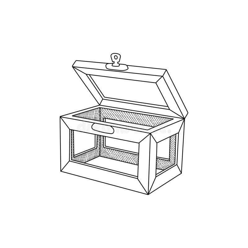 Glass Showcase. Empty Glass Box Icon Line Art Style Illustration Design ...