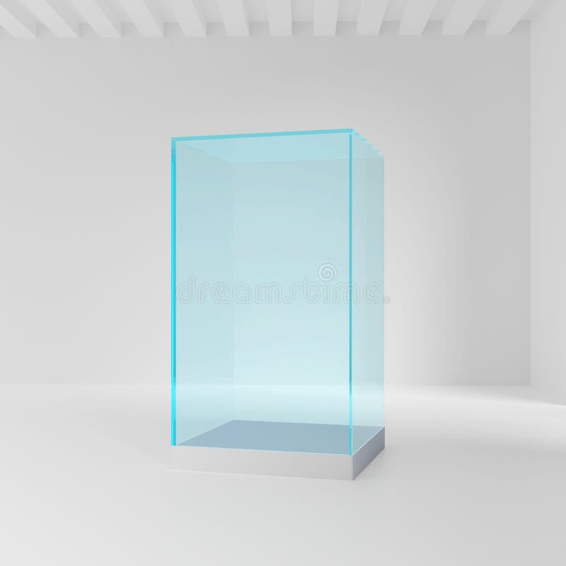 Glass Showcase in the Shape of a Cube for Presentation Stock ...