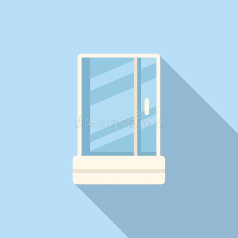 Glass Shower Cabin Icon Flat Vector. Stall Door Stock Illustration - Illustration of shower ...