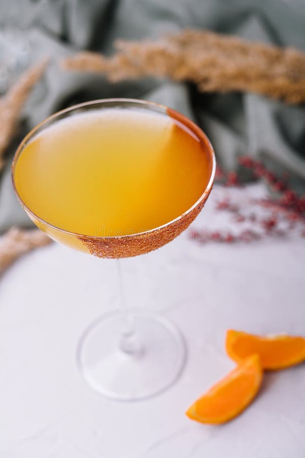 Glass of Sidecar Orange Cocktail Closeup Stock Image - Image of glass ...
