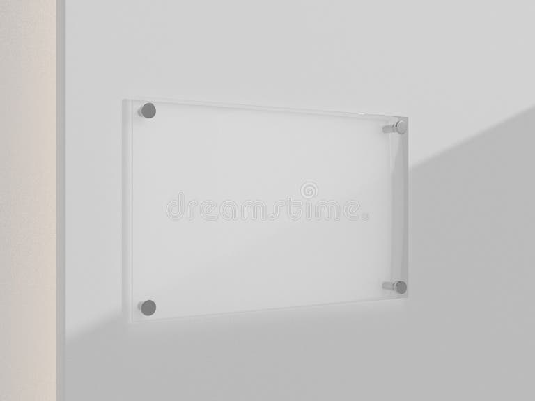 Glass Sign on Wall Perspective View, for Mockup Design Stock ...