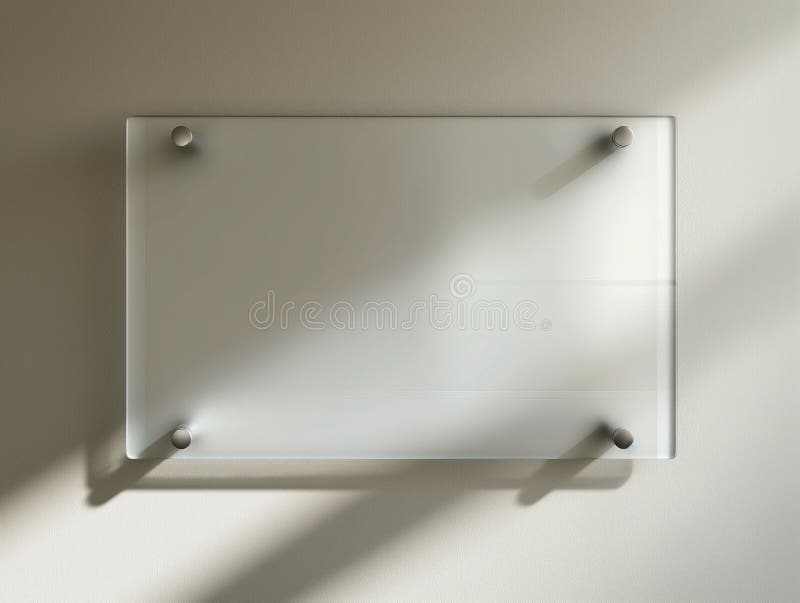 Blank Glass Signage Plate on Wall with Shadow Stock Photo - Image of ...