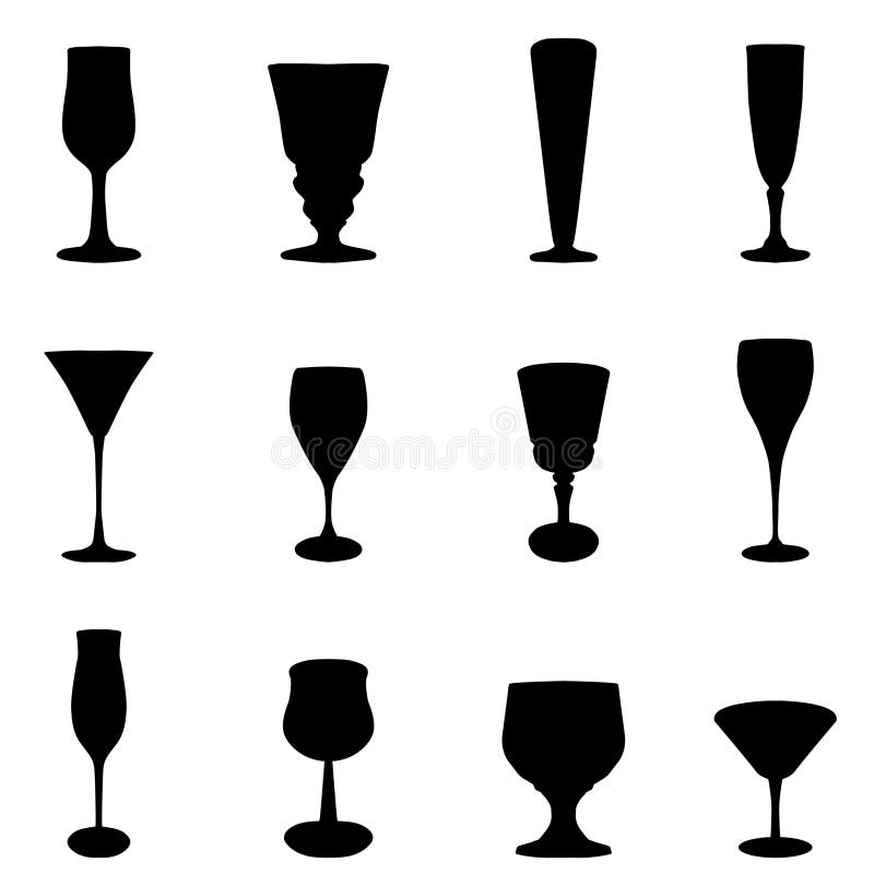 Glass silhouette set stock vector. Illustration of cocktail - 17236880
