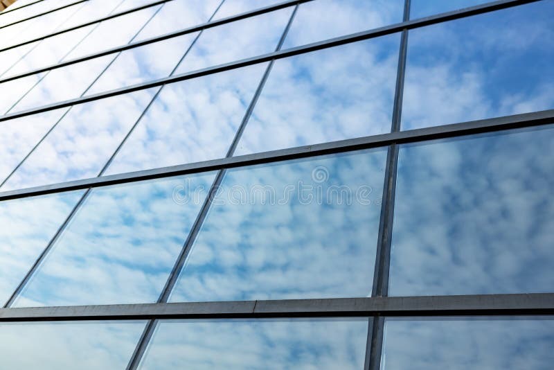 Glass Skyscraper Against Blue Sky, View from Bottom Stock Image - Image ...