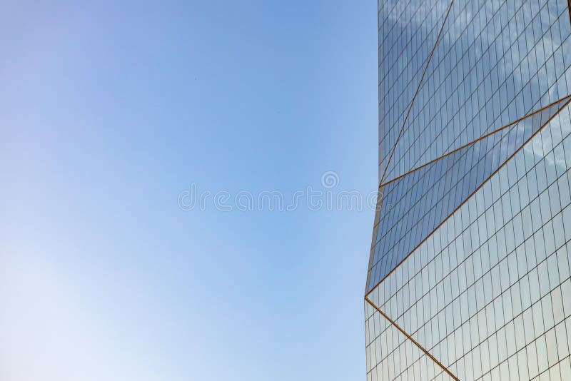 Glass Skyscraper Against Blue Sky, View from Bottom Stock Photo - Image ...