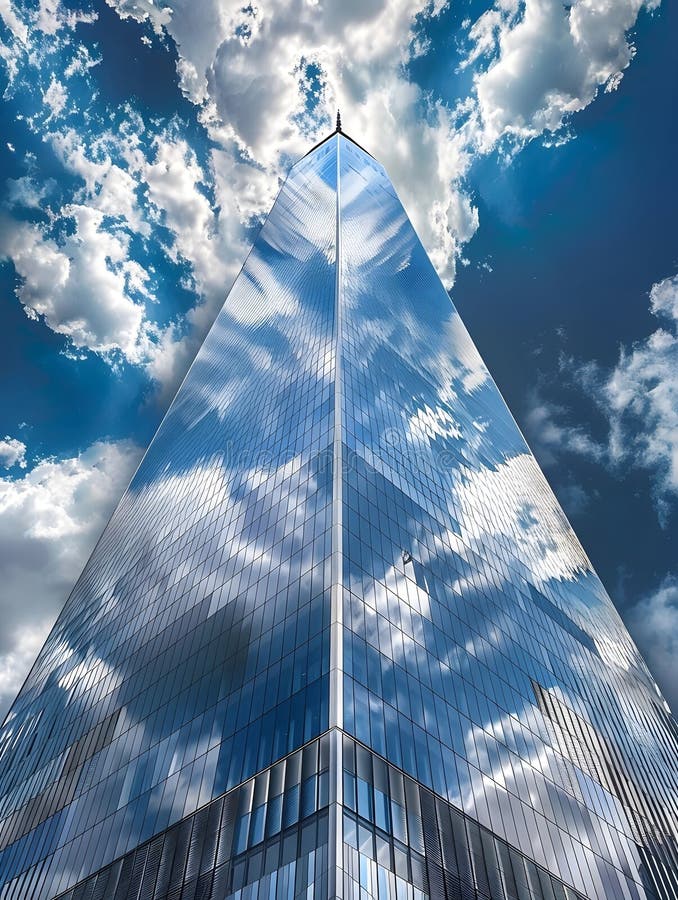 Glass Skyscraper Building Skyline Blue Sky Stock Illustration ...