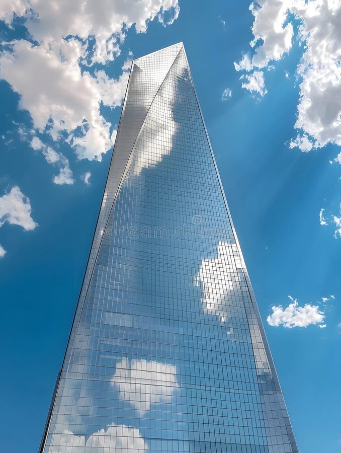 Glass Skyscraper Building Skyline Blue Sky Stock Illustration ...