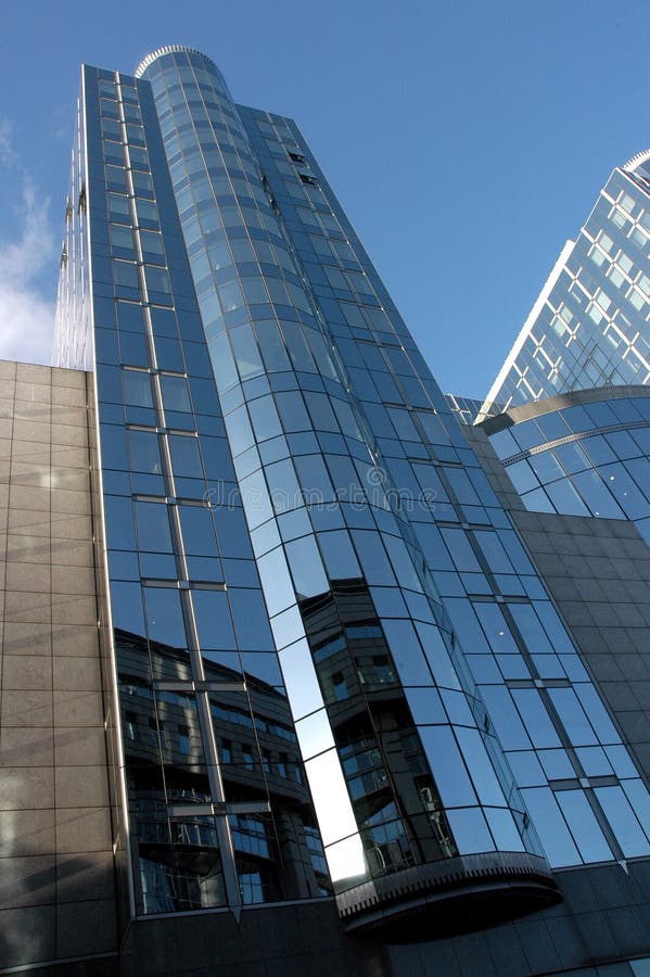 Glass skyscraper in city stock photo. Image of angle, architecture ...