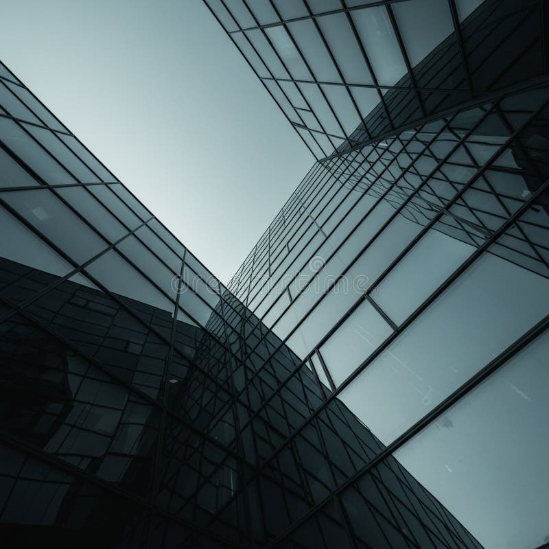 Glass Skyscraper Facades Intersect, Showcasing Modern Architectural ...