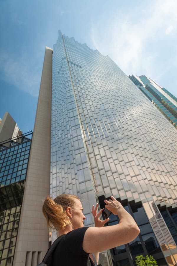 Glass Skyscraper Growing into the Sky in Toronto, Canada Stock Image ...