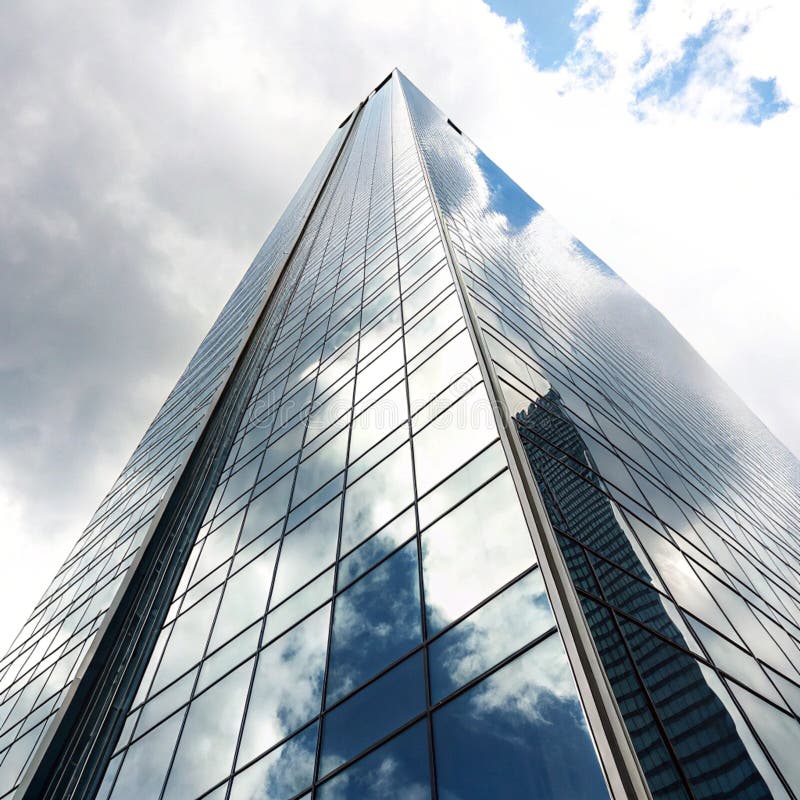 Glass Skyscraper Low Angle View Stock Illustration - Illustration of ...