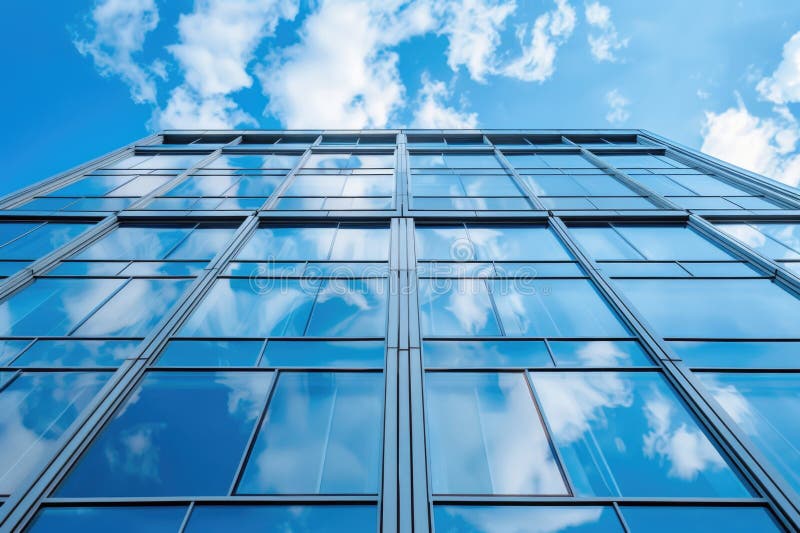 Glass skyscraper at sunset stock photo. Image of contemporary - 377616536