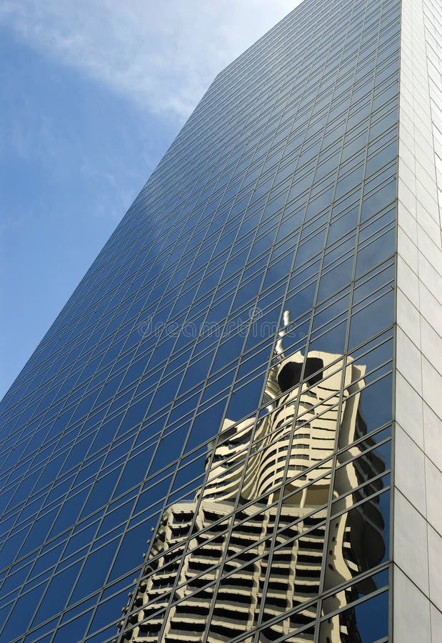 Glass Skyscraper Tall Modern Building, Reflection, Blue Sky, Copy Space ...