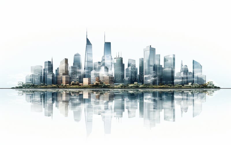 Glass Skyscrapers on the White Background -Generative Ai Stock Image ...