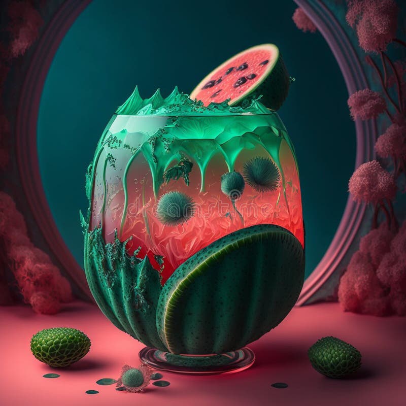 A Glass with a Slice of Watermelon on it Stock Illustration ...