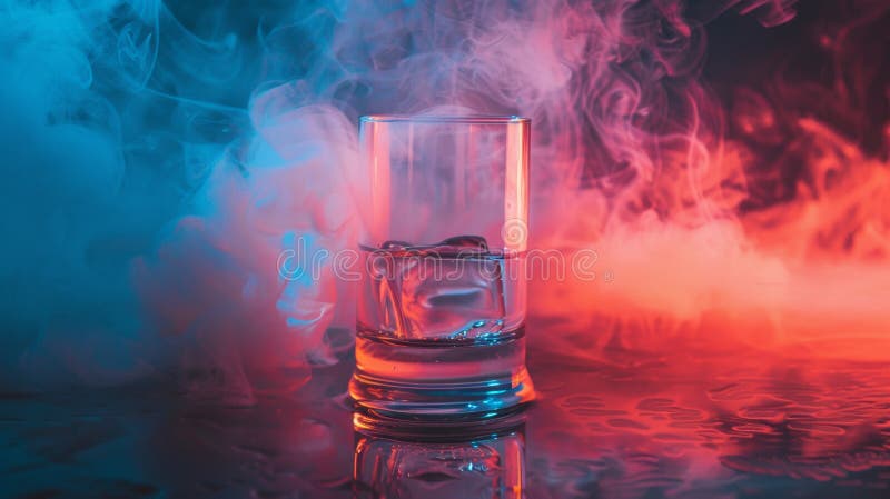 Glass with Smoky Red and Blue Lighting Effects Stock Image - Image of ...