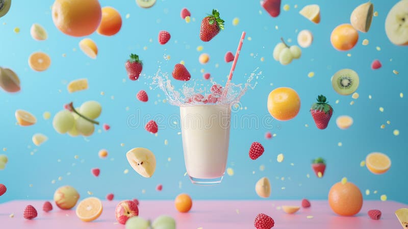 Fruit Smoothie Splash stock illustration. Illustration of cream - 335736365