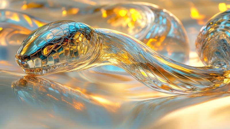 A Glass Snake Coiled on a Shimmering Surface Stock Illustration ...