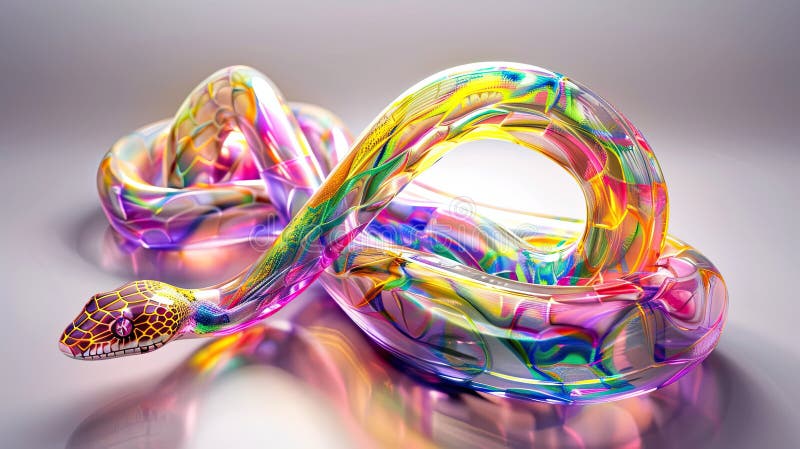 Glass Snake Sculpture on Reflective Surface Stock Photo - Image of ...