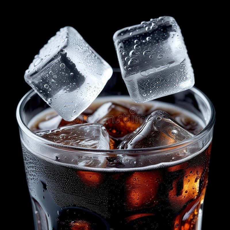Glass of Soda with Ice Cubes in it Stock Photo - Image of macro, juice ...