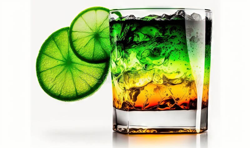 A Glass of Soda with a Lime Slice on the Rim Stock Illustration ...