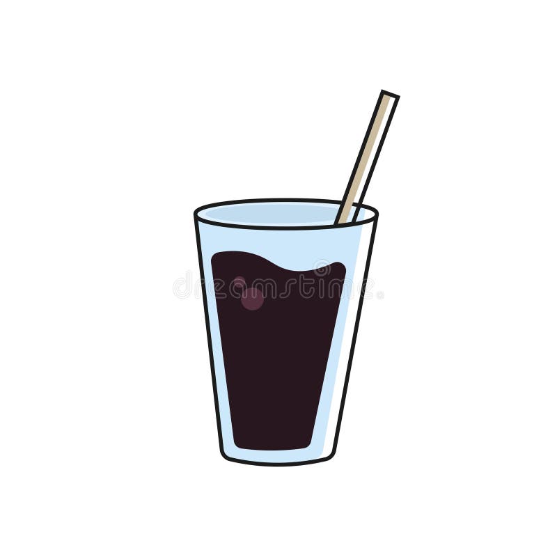 Glass of Soda with Straw. Vector Stock Vector - Illustration of fizzy ...