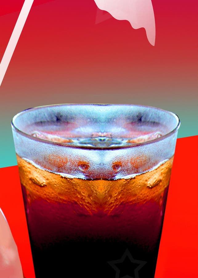 Soft Drink On Graphic Illustration Summer Time Cool With The Iced Cubes Stock Illustration